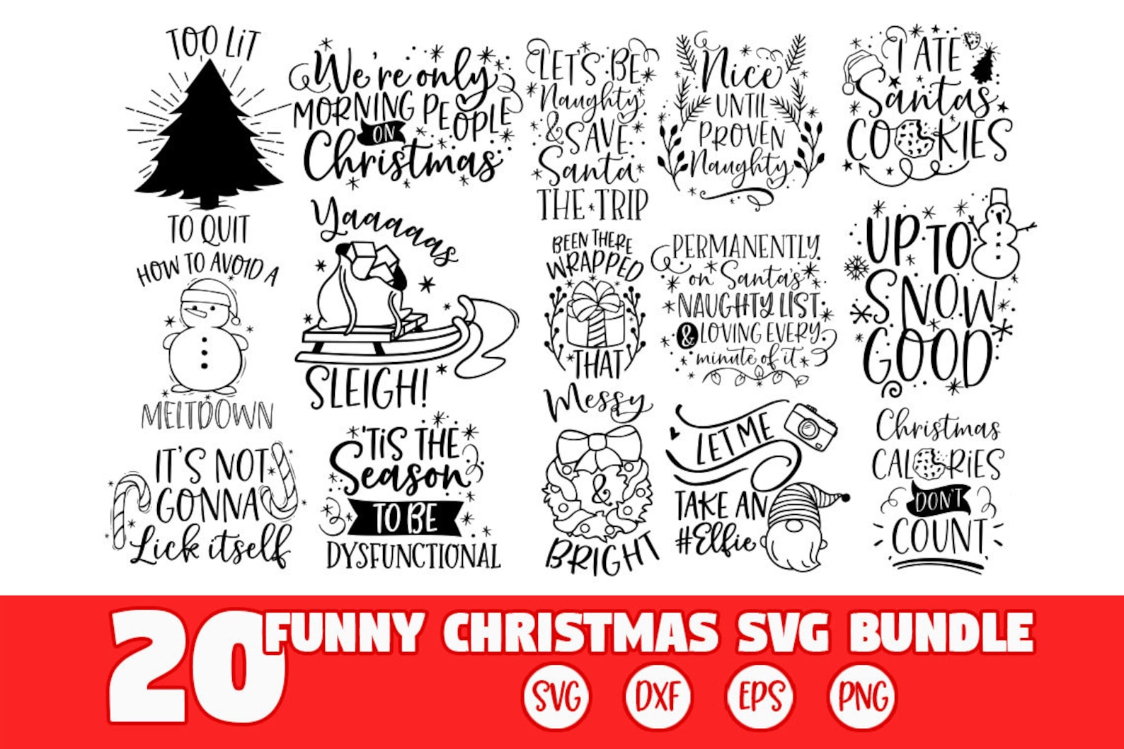 20 Funny Christmas Sayings Svg Bundle Christmas Quotes Svg - Etsy