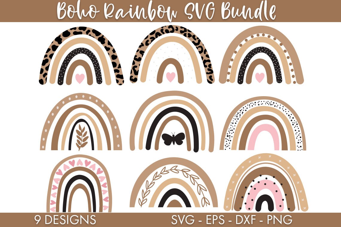 Boho Rainbow SVG Bundle Rainbow Svg Leopard Print Svg Boho - Etsy
