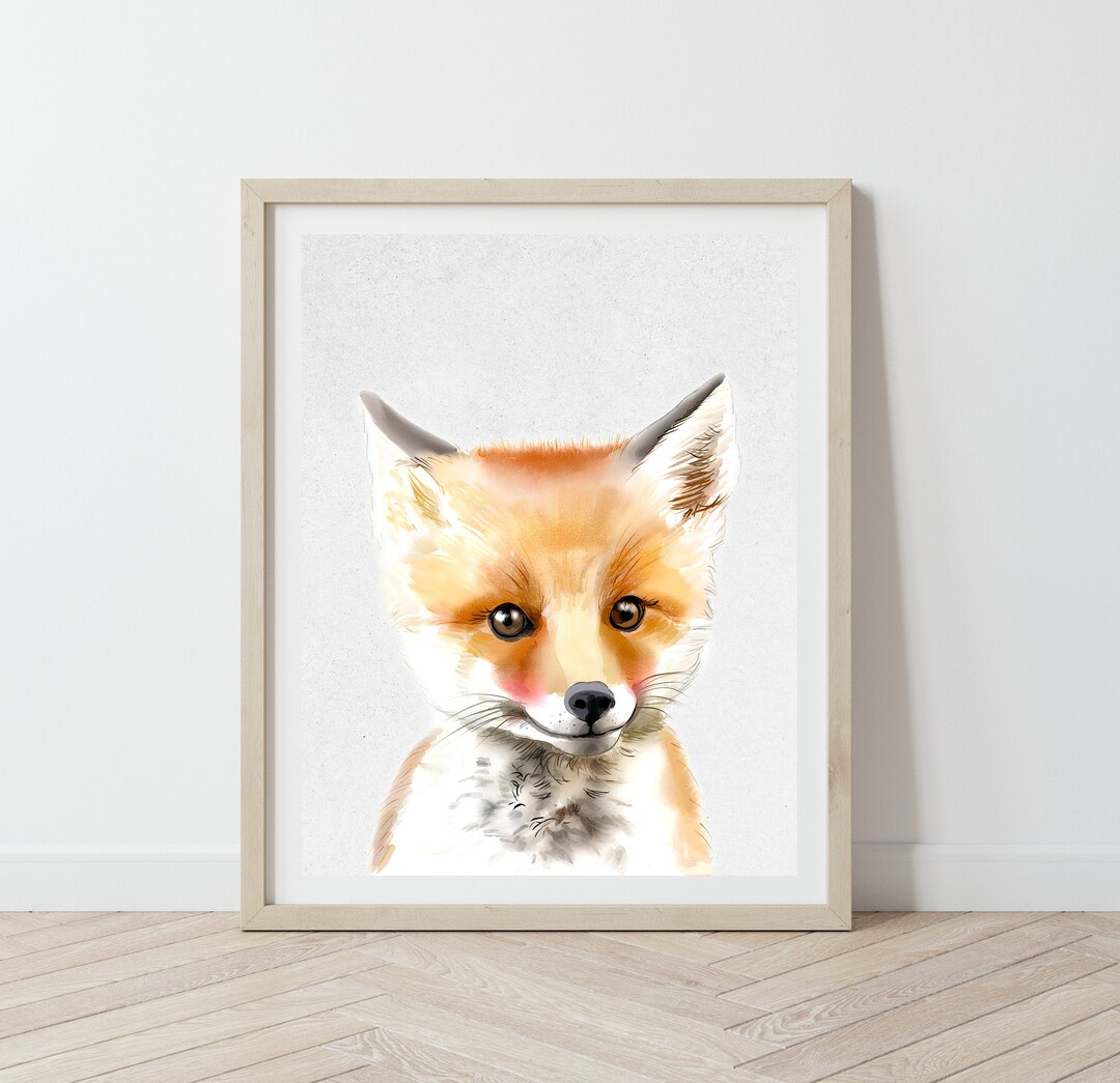 Fuchs Baby Poster Kinderzimmer, Waldtiere Aquarell Wandbild Babyzimmer ...
