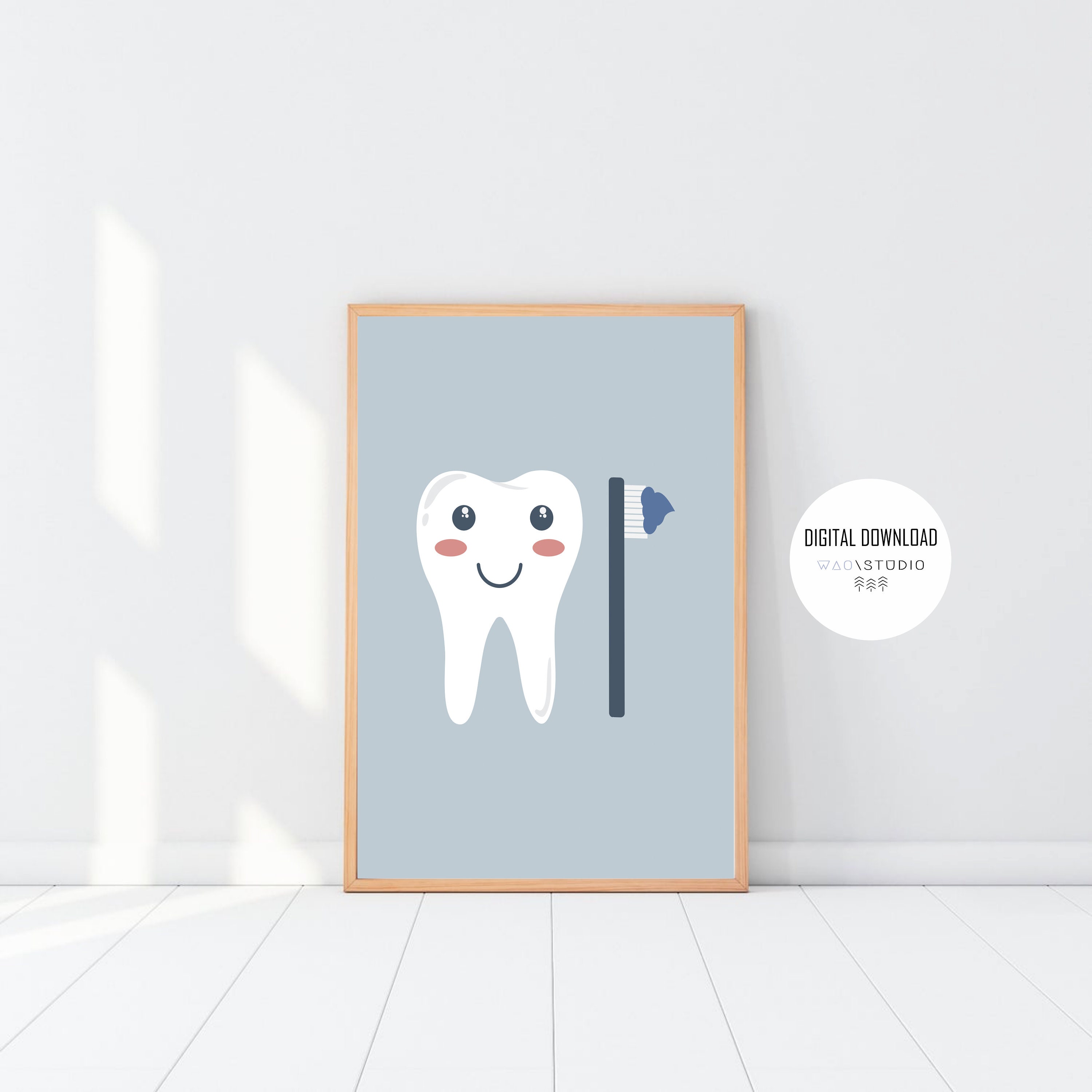 Brush Your Teeth Sign Kids Bathroom Set of 2 Educational - Etsy