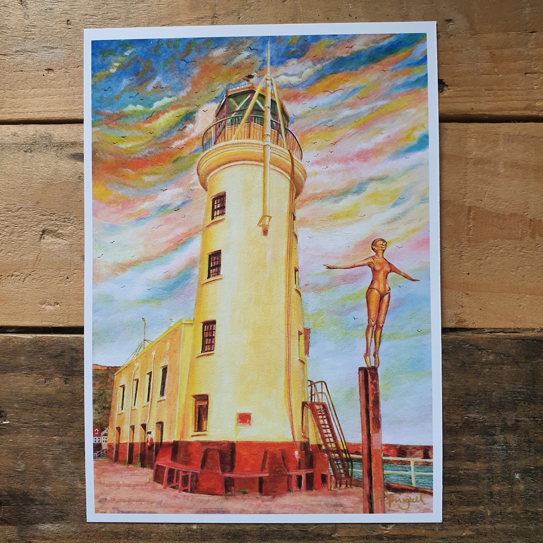 A5 /A4 Fine Art Print of Scarborough Lighthouse With Bathing Belle ...
