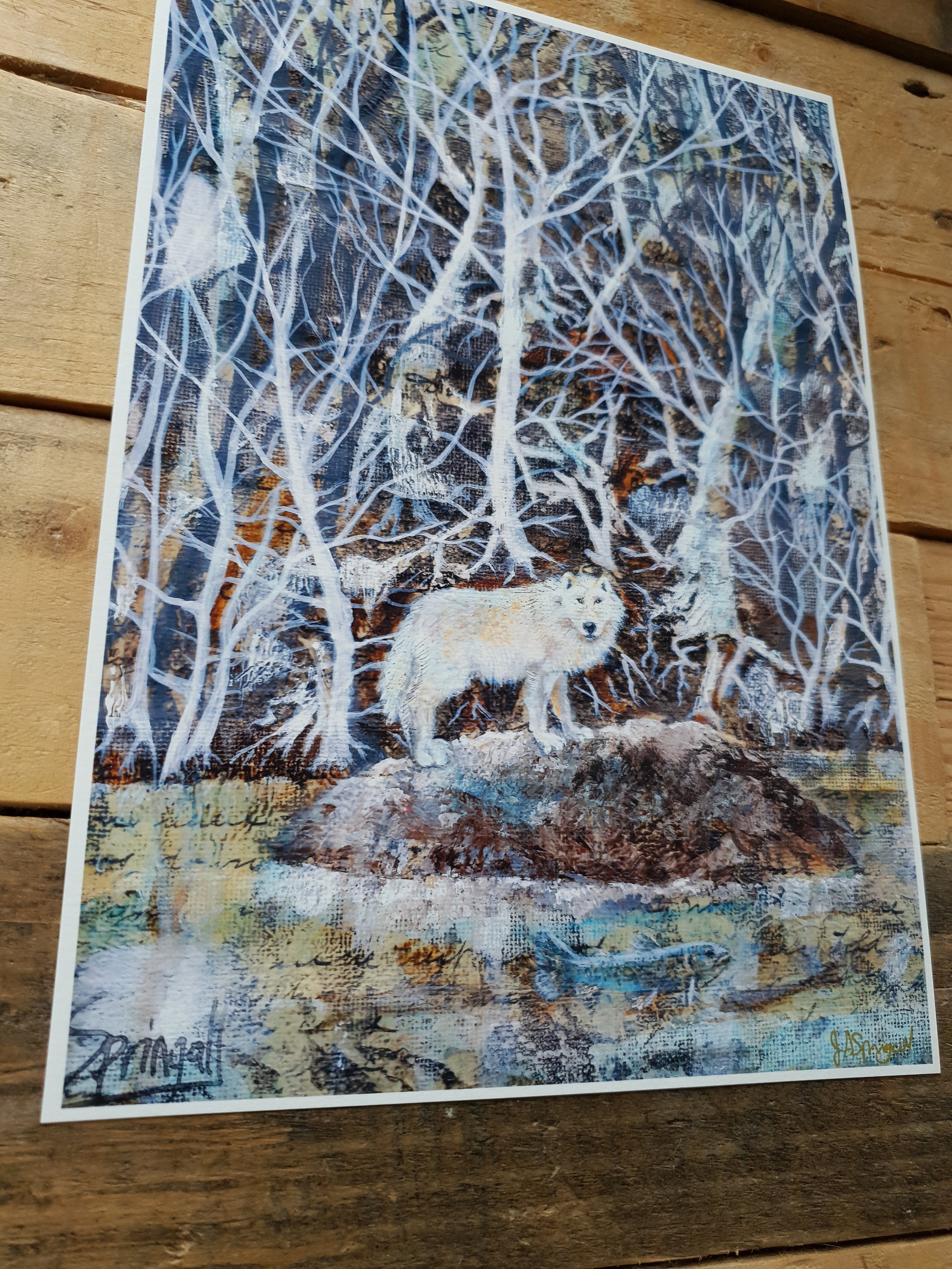 A5/ A4 Fine Art Wolf Print From an Original Mixed Media Painting ...