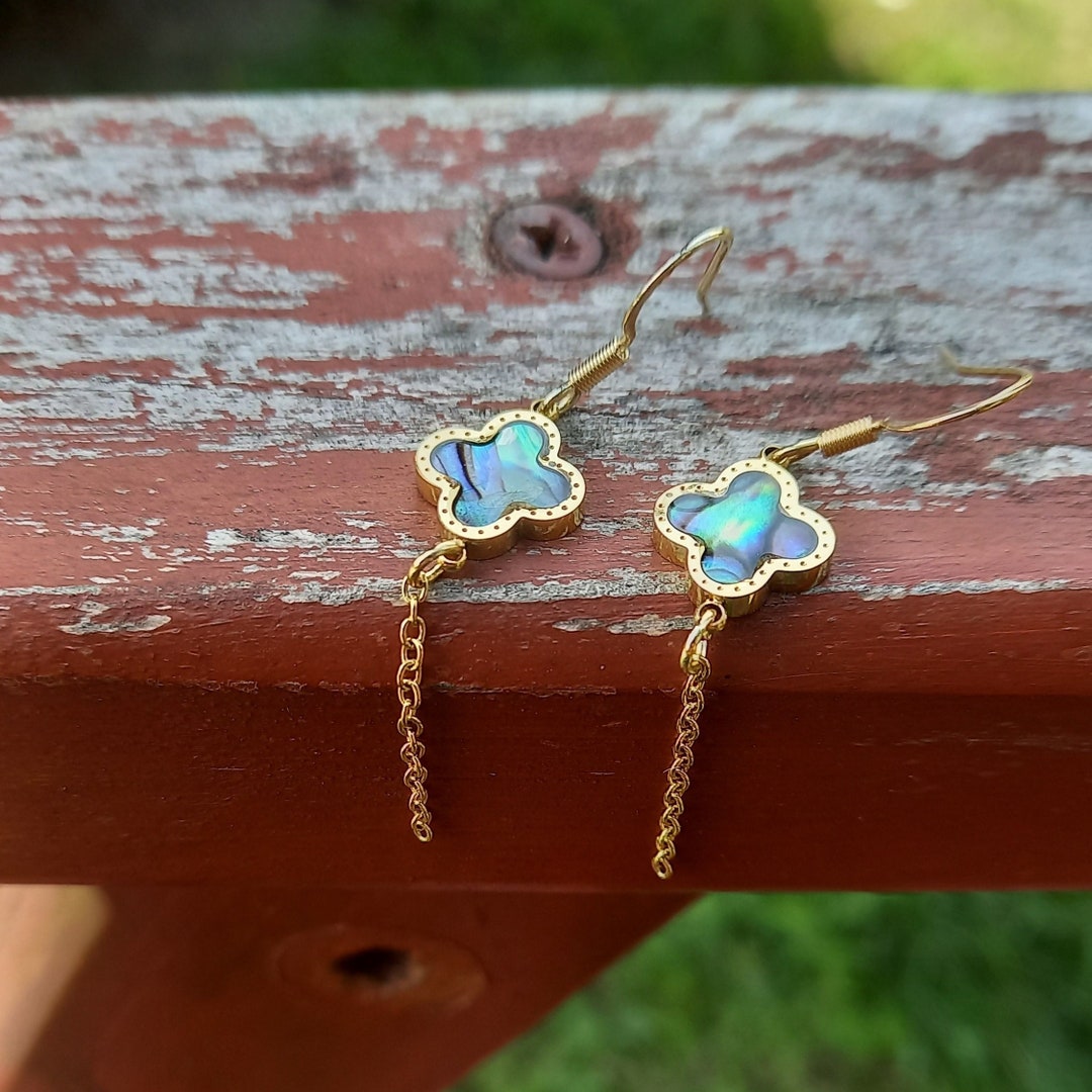 Mother-of-pearl Earrings, Paua Shell Earrings, Abalone Jewelry, Aurora ...