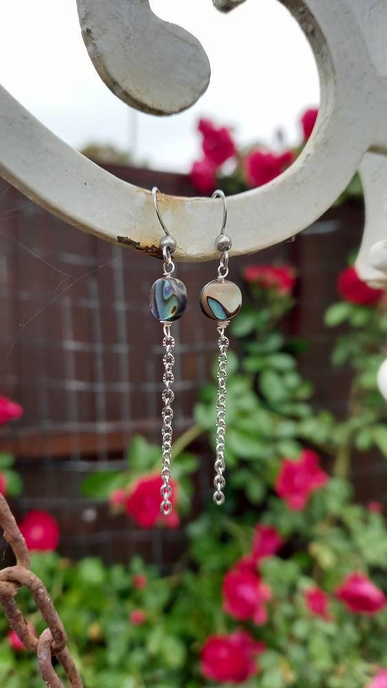 Mother-of-pearl Earrings, Paua Shell Earrings, Abalone Jewelry, Aurora ...