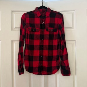 Plaid Button Down With Graphic Tee - Unisex Clothing - Upcycled ...