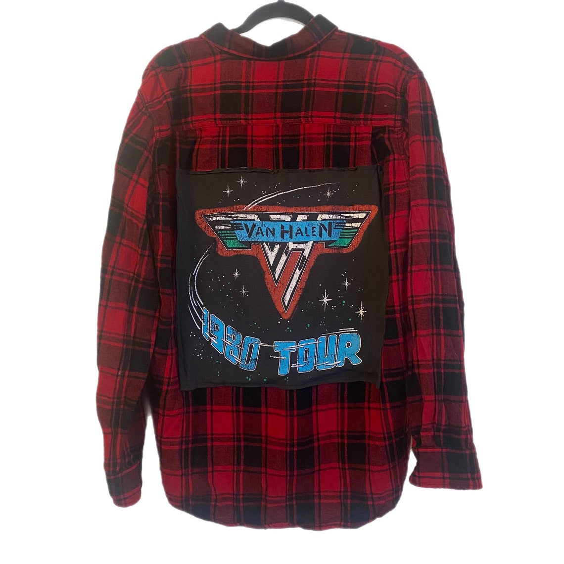 Van Halen Upcycled Flannel Button Down With Graphic Tee - Unisex ...