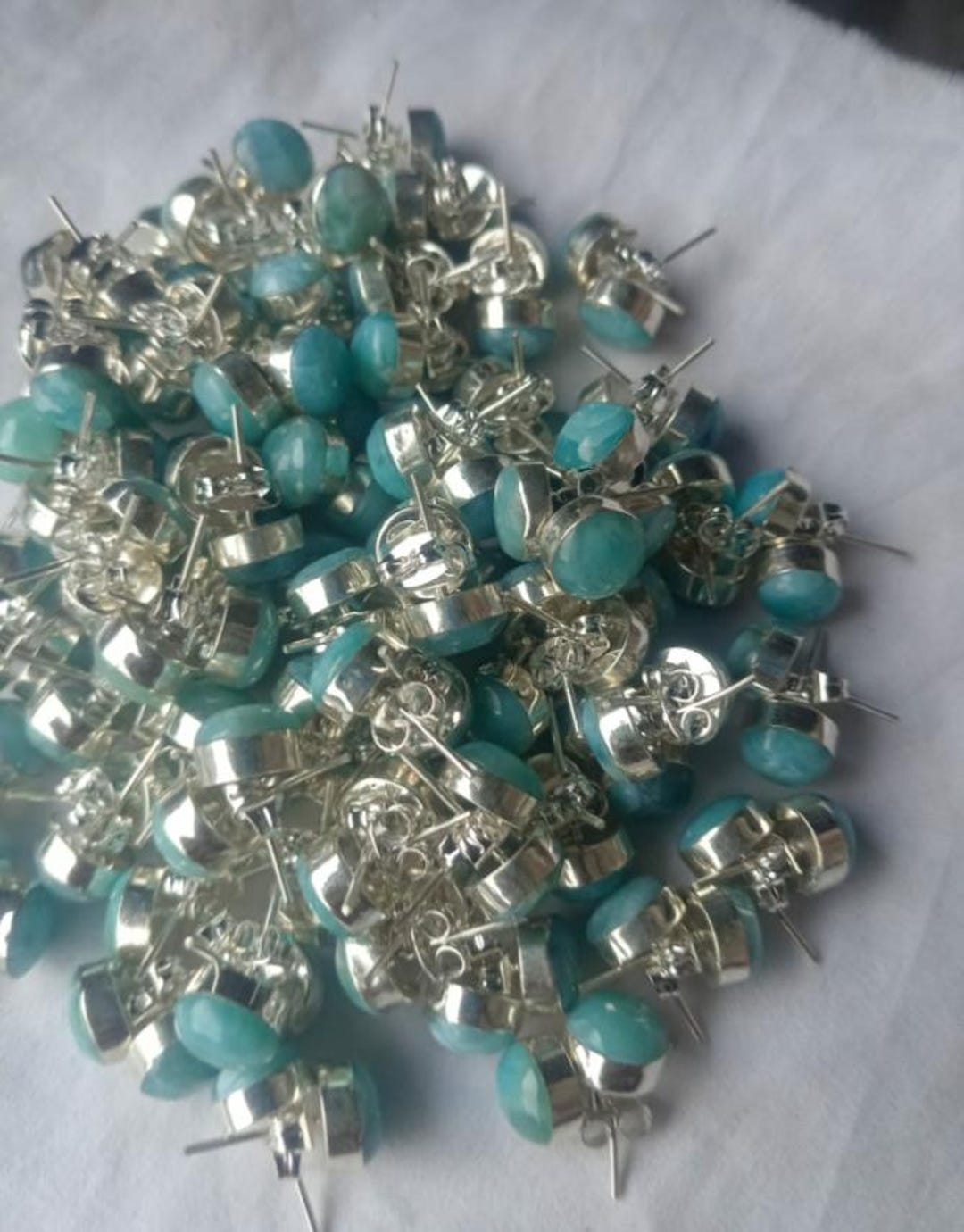 Larimar Stub Earrings Teardrop of Round You Pick. - Etsy