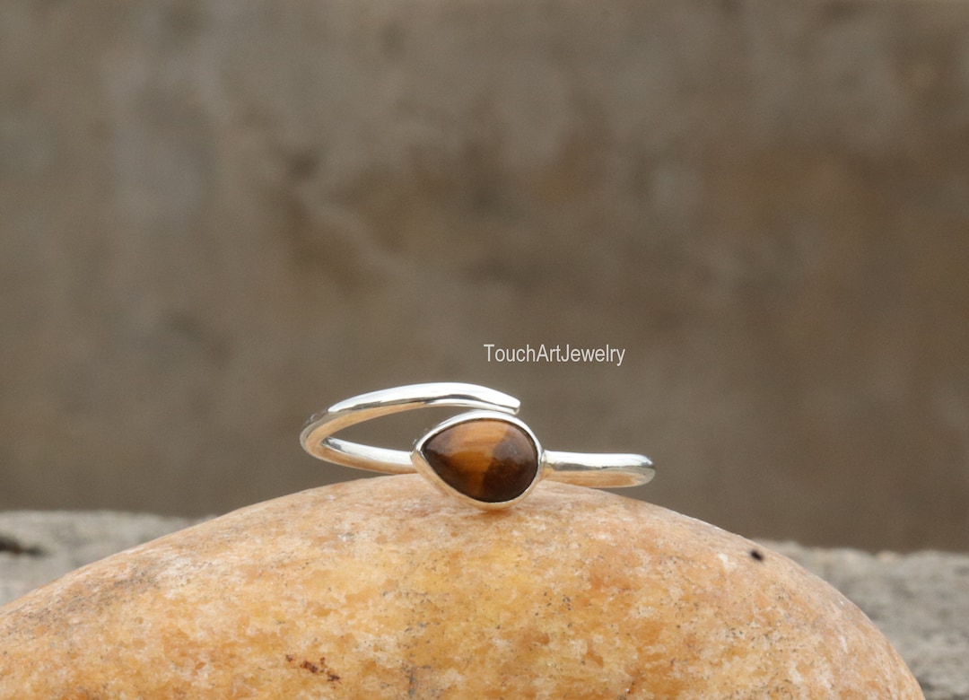 Natural Tiger Eye Ring - 925 Sterling Silver Ring - Brown Tiger Eye ...