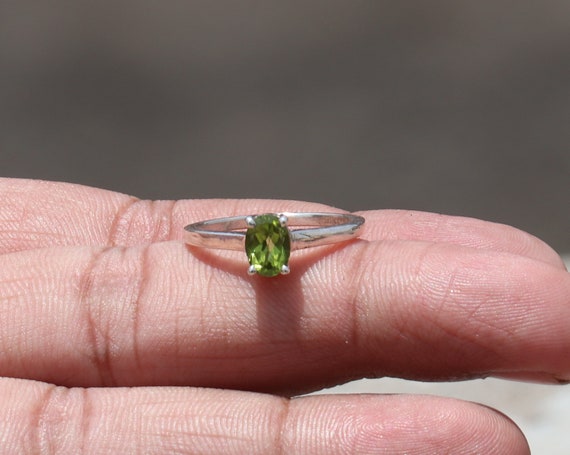 Natural Green Peridot Ring 925 Sterling Silver Ring August | Etsy