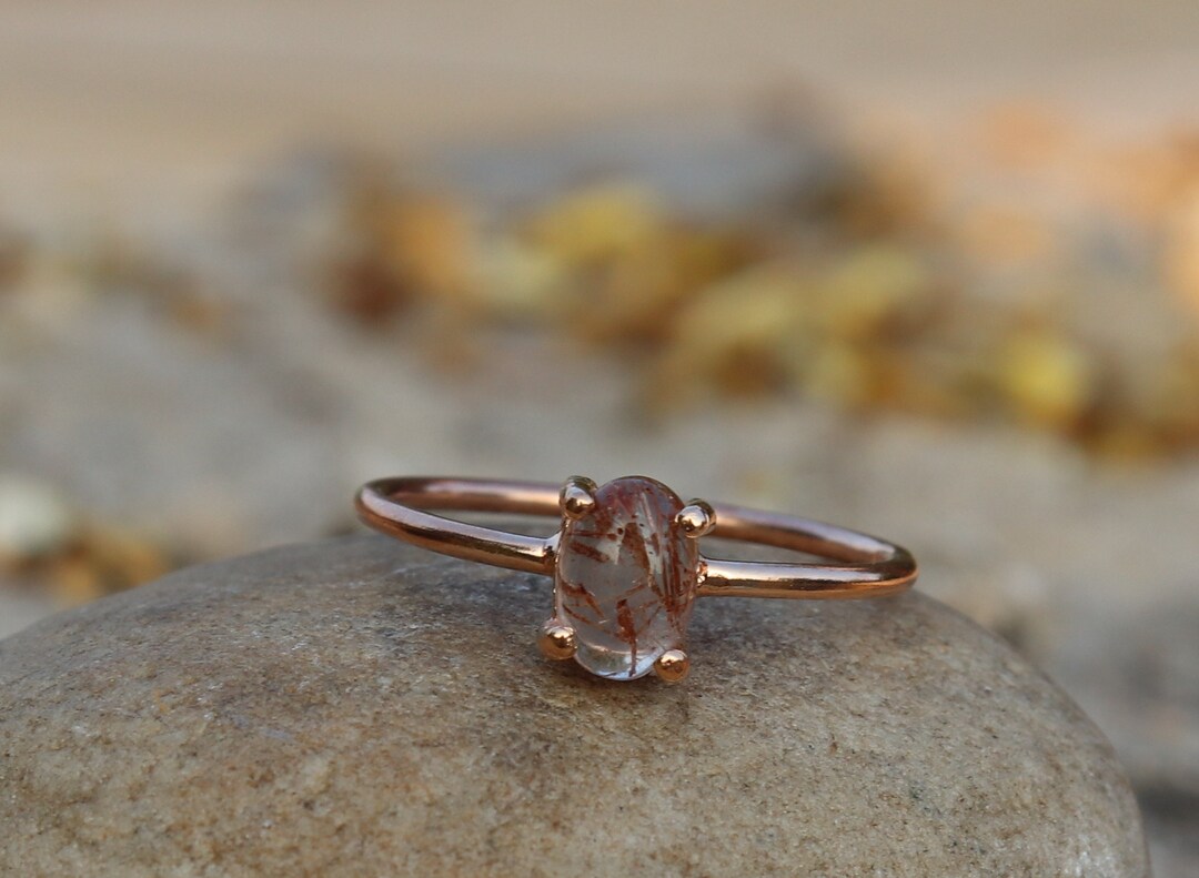 Natural Red Rutile Ring - Rutile Ring - Handmade Gemstone Ring - Red ...