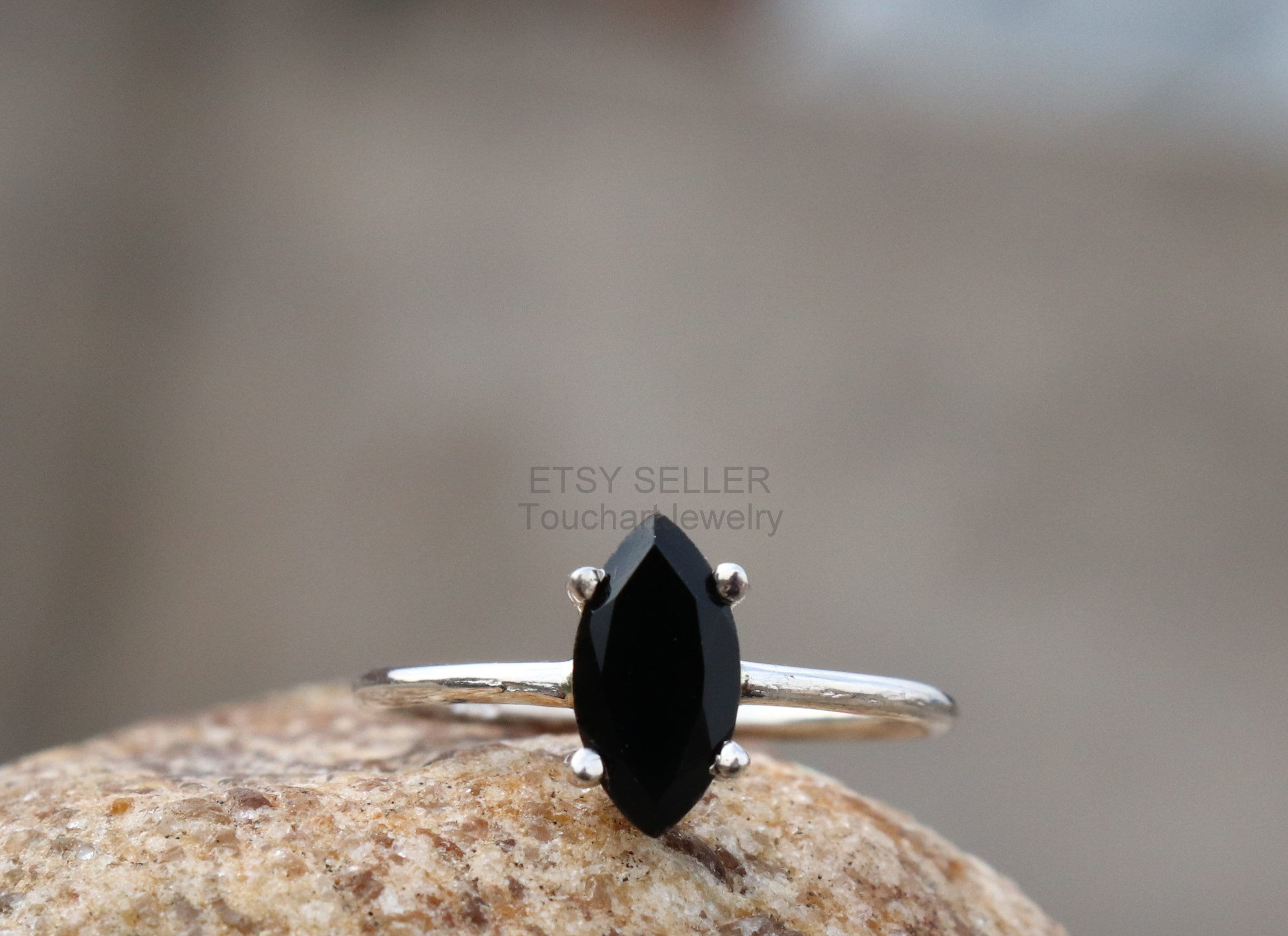 Natural Black Onyx Ring 925 Sterling Silver Ring Faceted | Etsy