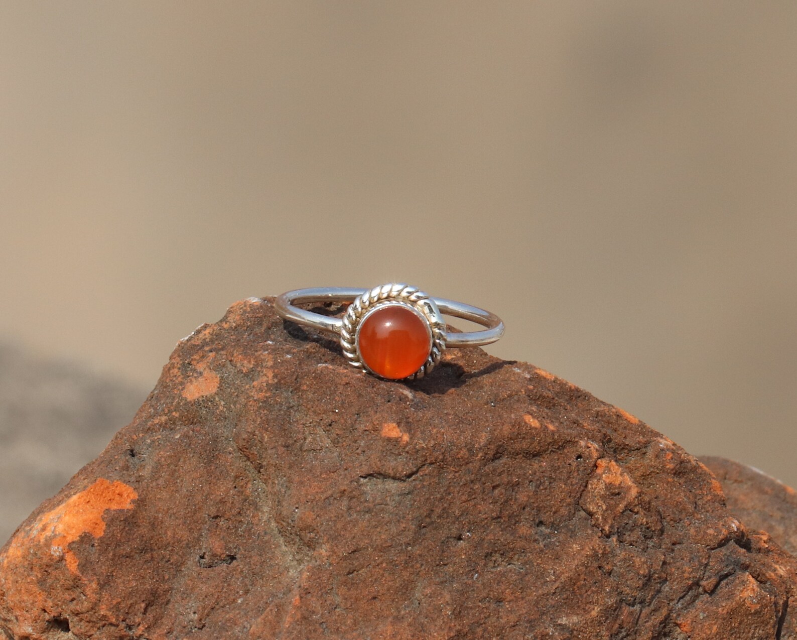 Natürlicher Karneol Ring - 925 Sterling Silber Ring - Karneol Schmuck ...