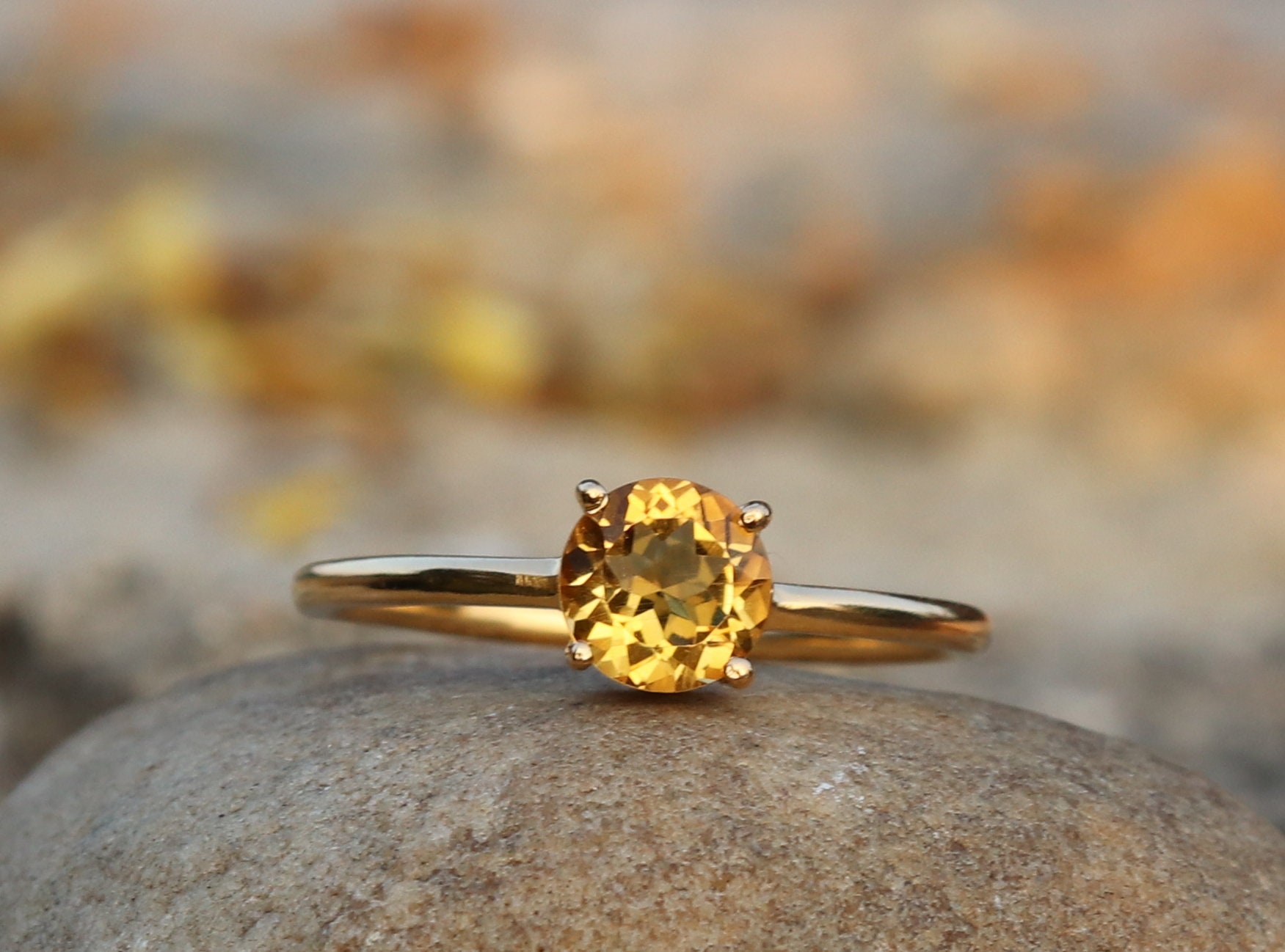 Natural Yellow Citrine Ring - 925 Sterling Silver Ring - Natural ...
