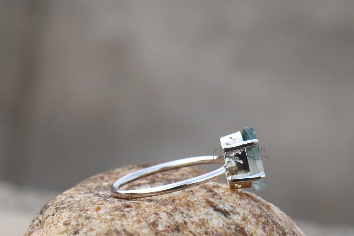Natural Moss Agate - 925 Sterling Silver Ring - Green Moss Agate Ring ...