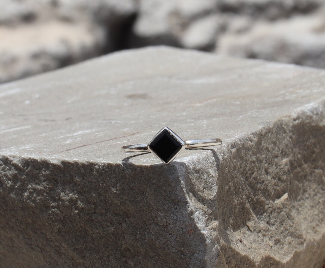 Bague en onyx noir naturel - bague en argent sterling 925 - bague en ...
