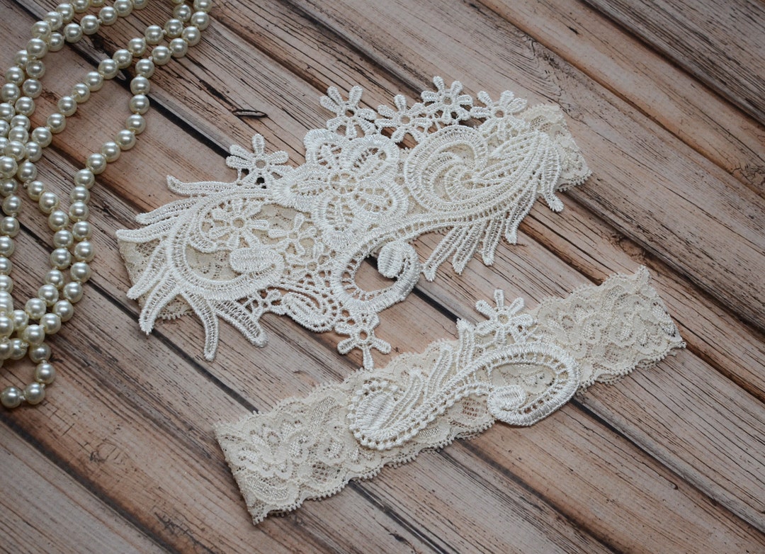 Ivory Garter Set, Ivory Lace Garter Belt, Wedding Garter Set - Etsy