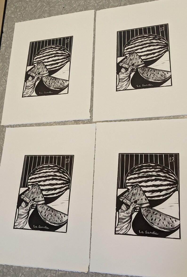 Linocut Print Original - Loteria: La Sandía (unframed) - Etsy