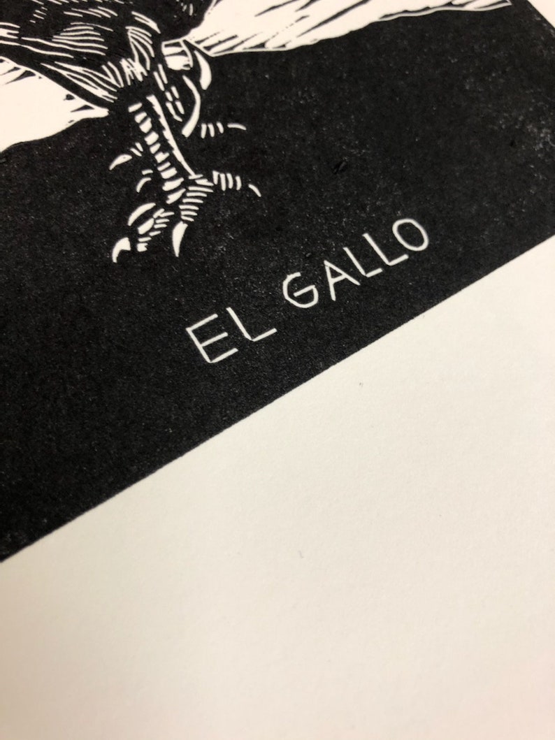 Linocut Print Original Card - Loteria: El Gallo - Etsy