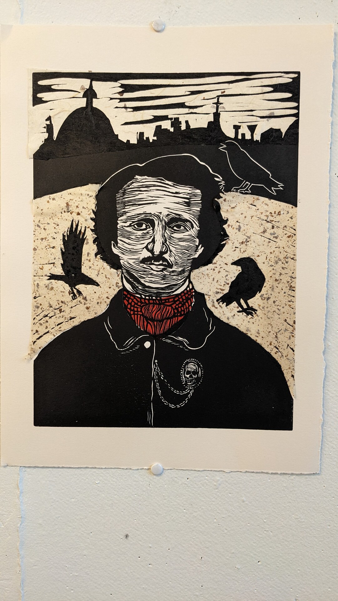 Linocut Chine Colle. Edgar Allan Poe, Unframed - Etsy