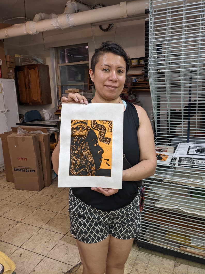 Woodcut Chine Colle Print- the Message - Etsy