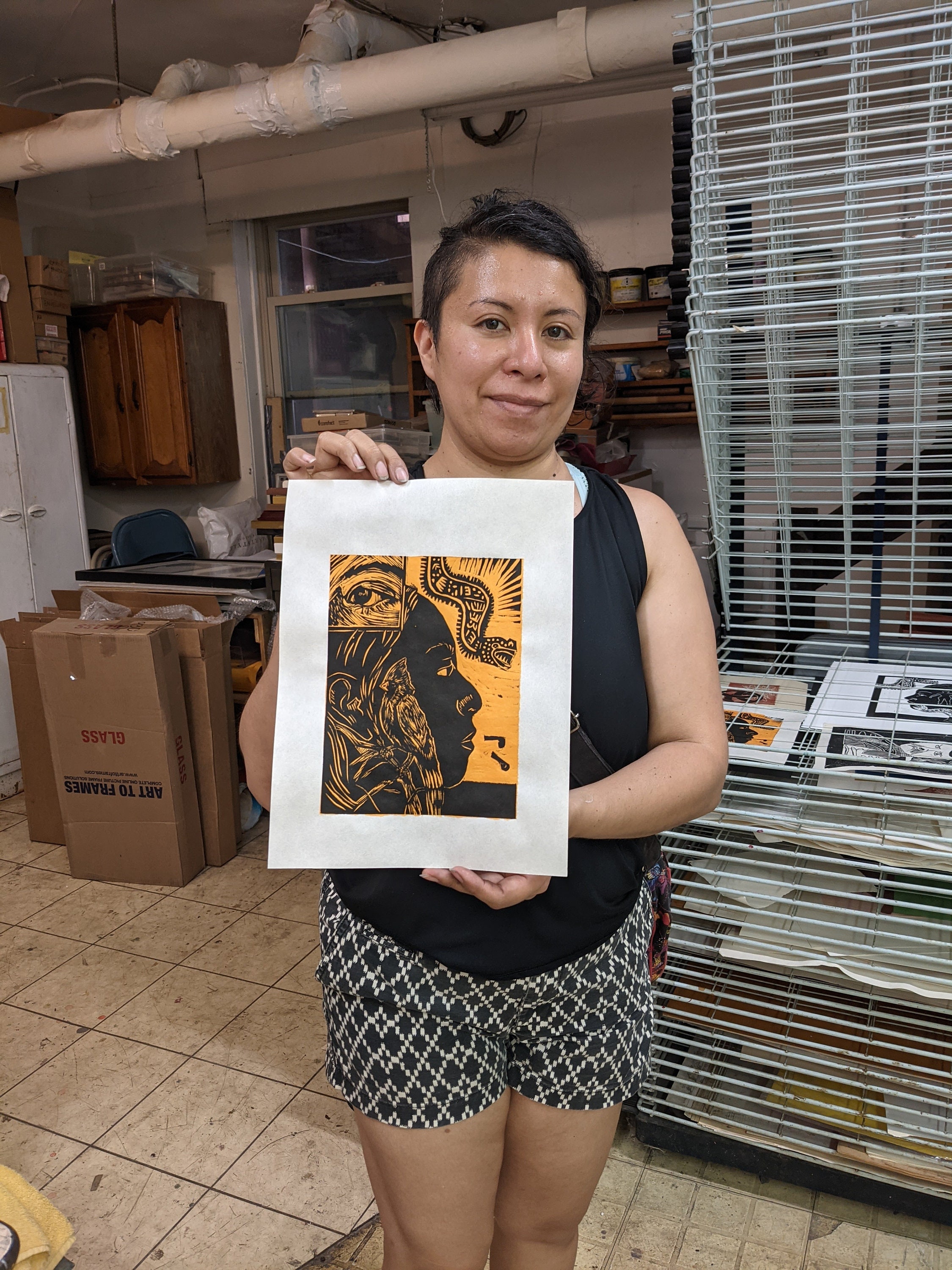Woodcut Chine Colle Print- the Message - Etsy