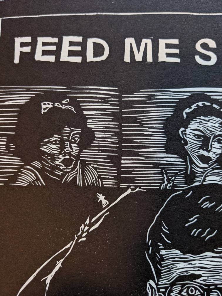 Linocut Print - Feed Me Seymour - Etsy