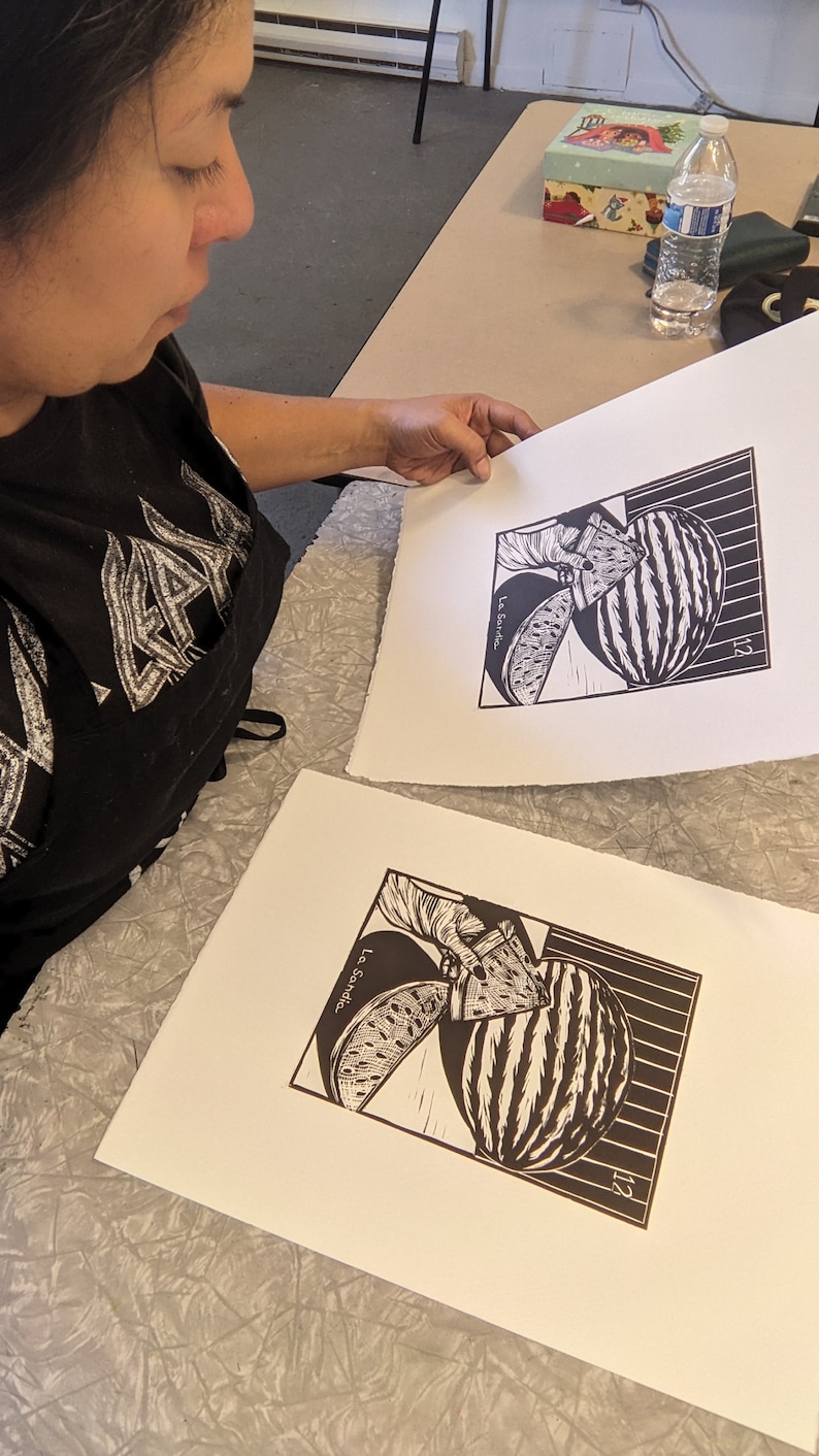 Linocut Print Original - Loteria: La Sandía (unframed) - Etsy