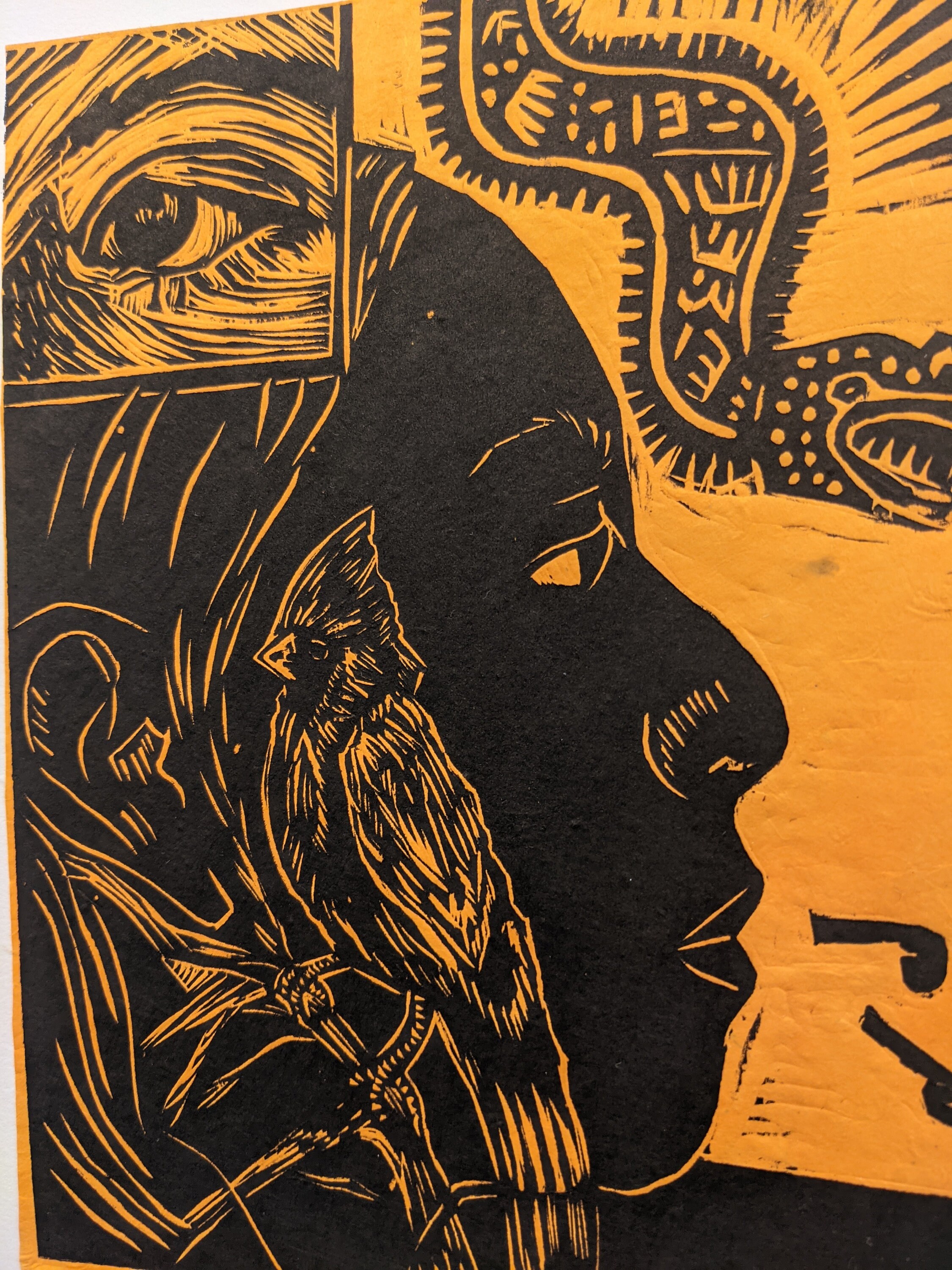 Woodcut Chine Colle Print- the Message - Etsy
