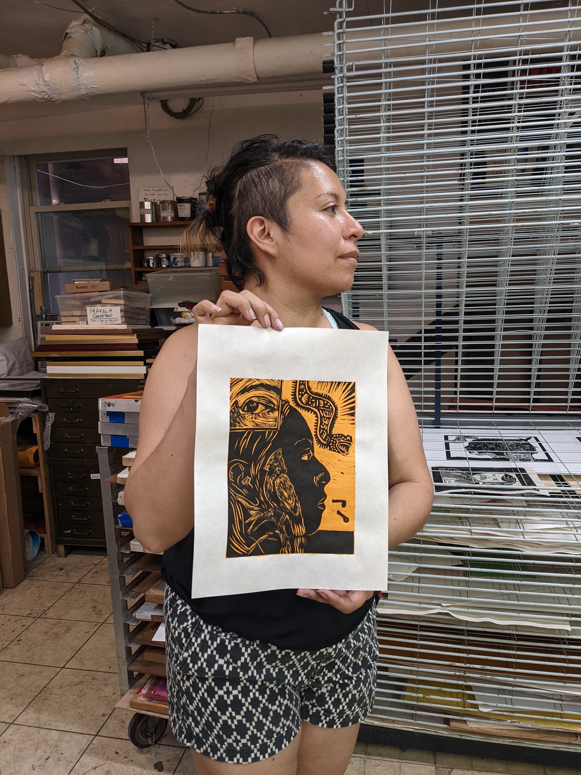 Woodcut Chine Colle Print- the Message - Etsy