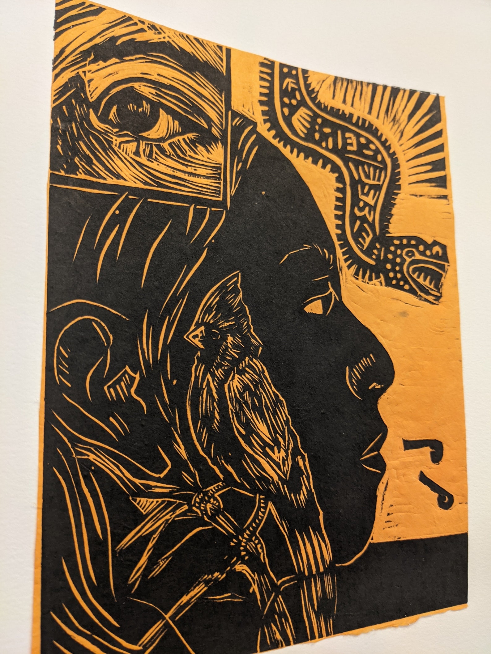 Woodcut Chine Colle Print- the Message - Etsy