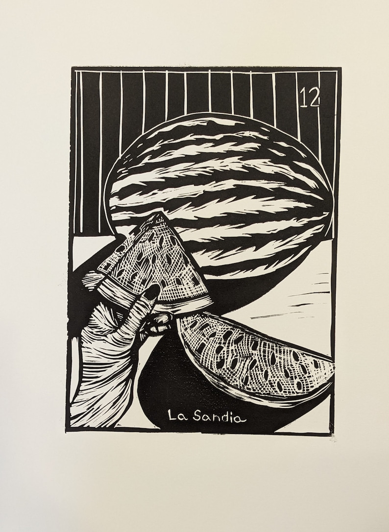 Linocut Print Original - Loteria: La Sandía (unframed) - Etsy