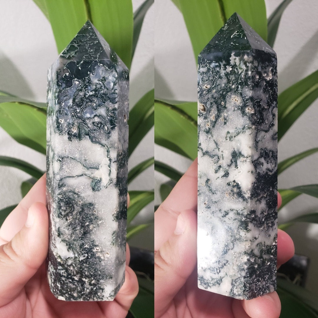 5-1/2 Large Moss Agate Point, Moss Agate Point, Agate Points, Gemstones ...