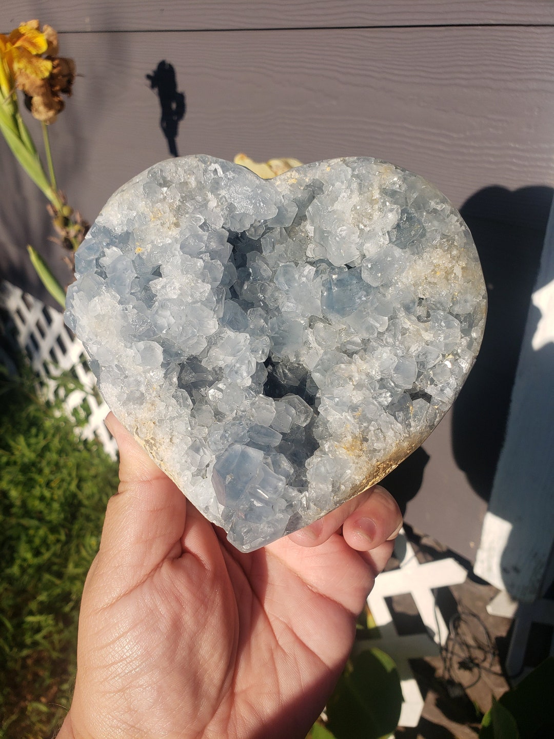4lb Large Celestite Heart, Raw Celestite, Blue Crystal, Blue Celestite ...