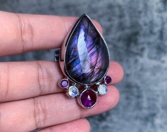Purple Moonstone Ring - Etsy