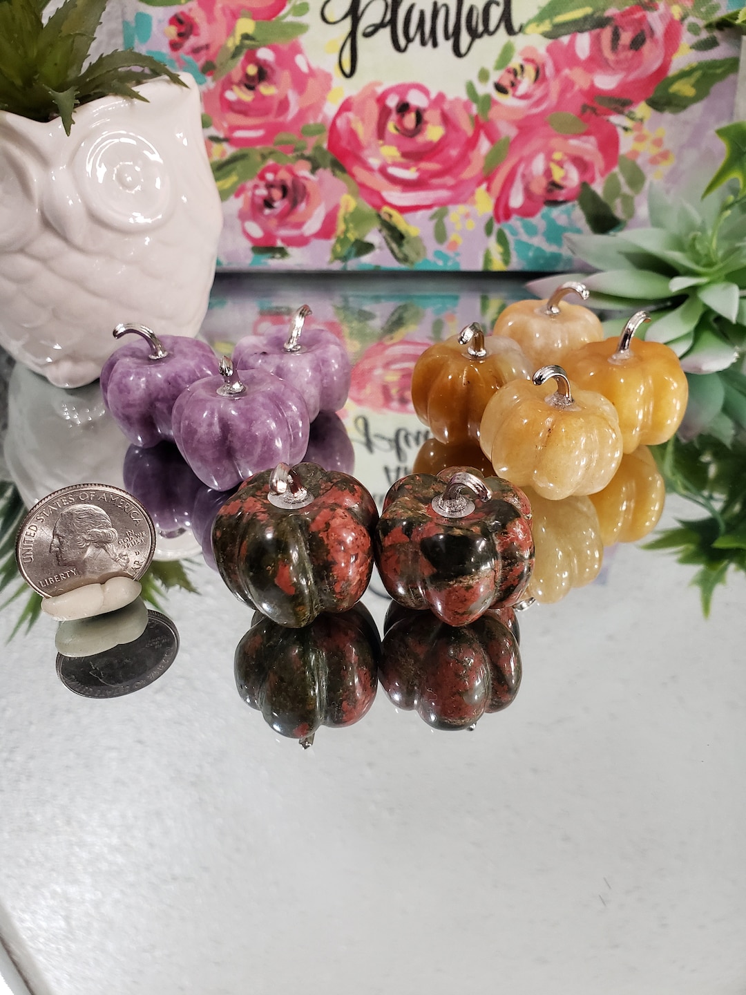 One 1 Inch Mini Crystal Pumpkin Carving, Crystal Pumpkin, Lepidolite ...