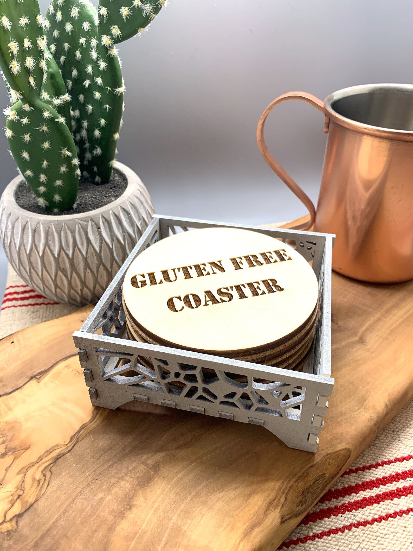 Geometric Wood Coaster Set of 5geometric Coastersdrink - Etsy