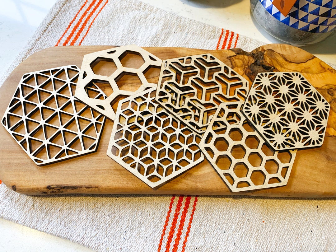 Set of 6 Geometric Coasters,wedding Gift,coasters,home Decor ...