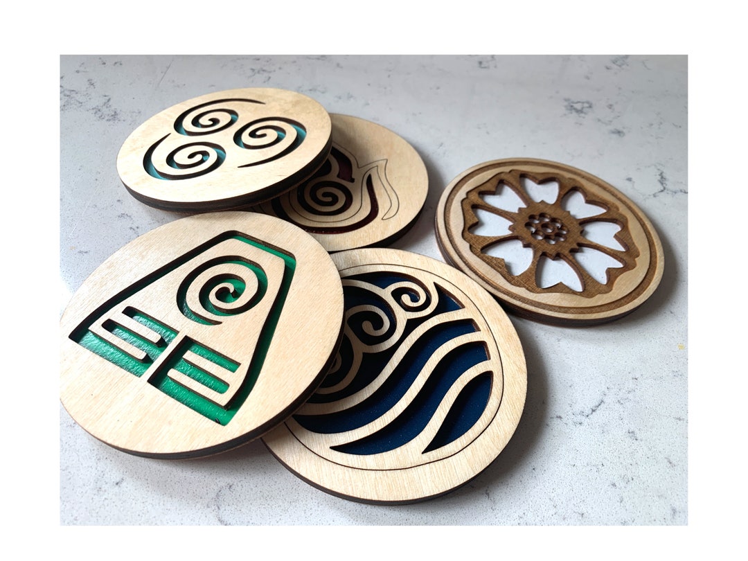 Set of 5 Wood Coasters Avatar the Last Airbender Atla - Etsy