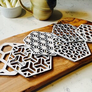 Set of 6 Geometric Coasters With Color Options,home Decor,housewarming ...