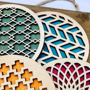 5-piece Unique Geometric Wood Coasters for Home Decor - Etsy