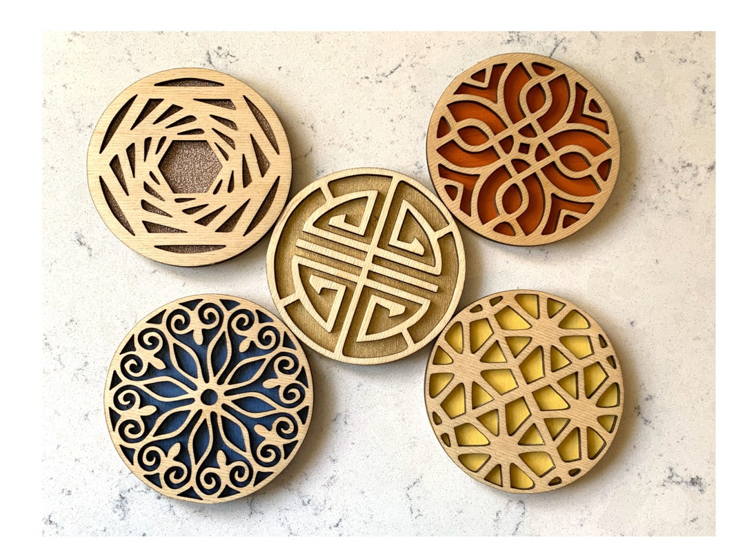 Set of 5 Geometric Coasters,wedding Gift,coasters,home Decor ...