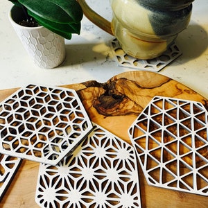Set of 6 Geometric Coasters With Color Options,home Decor,housewarming ...