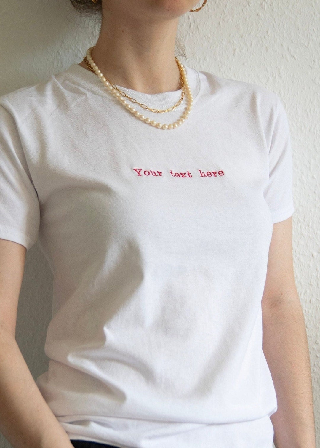 Personalized Embroidered T-shirt With Custom Text - Etsy