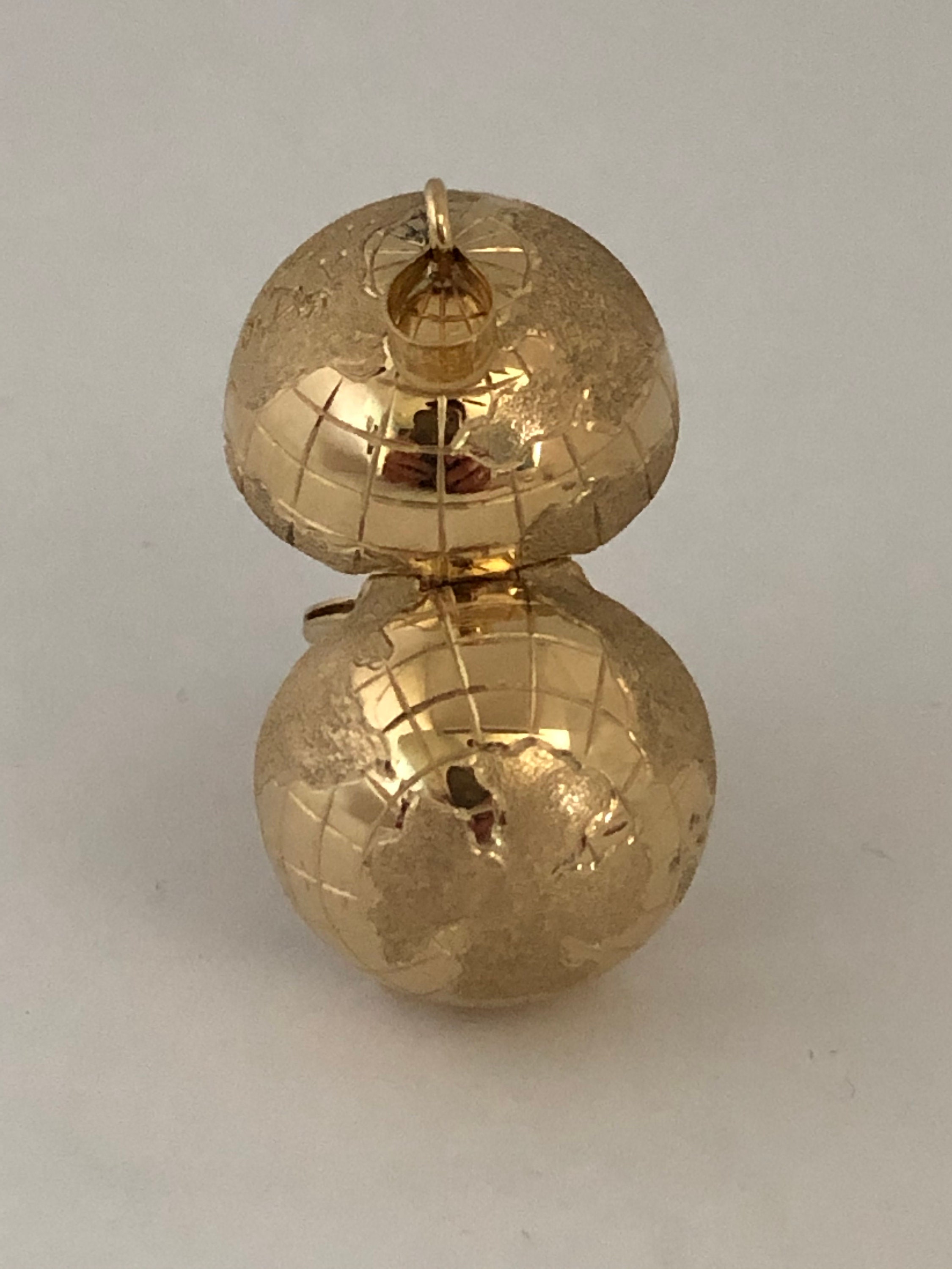 Vintage 14K Gold Ball Locket With Hand Engraved Map - Etsy