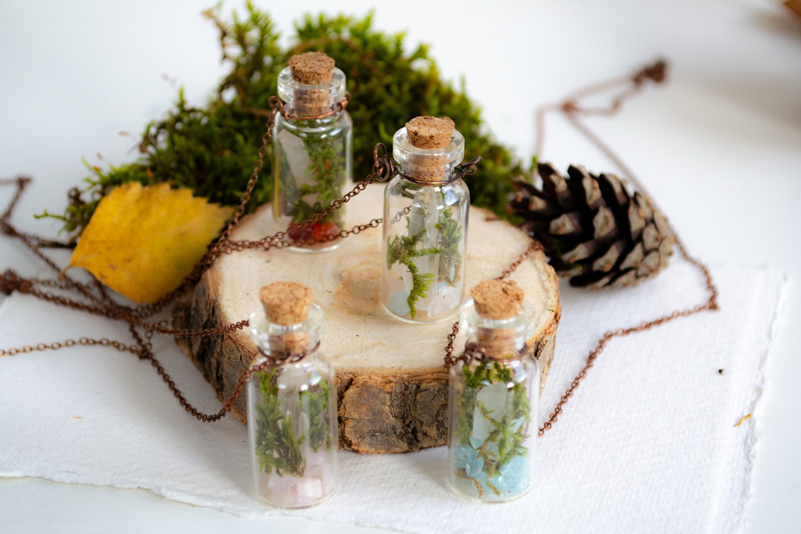 Bottle Terrarium Necklace With Crystals Tiny Wearable - Etsy