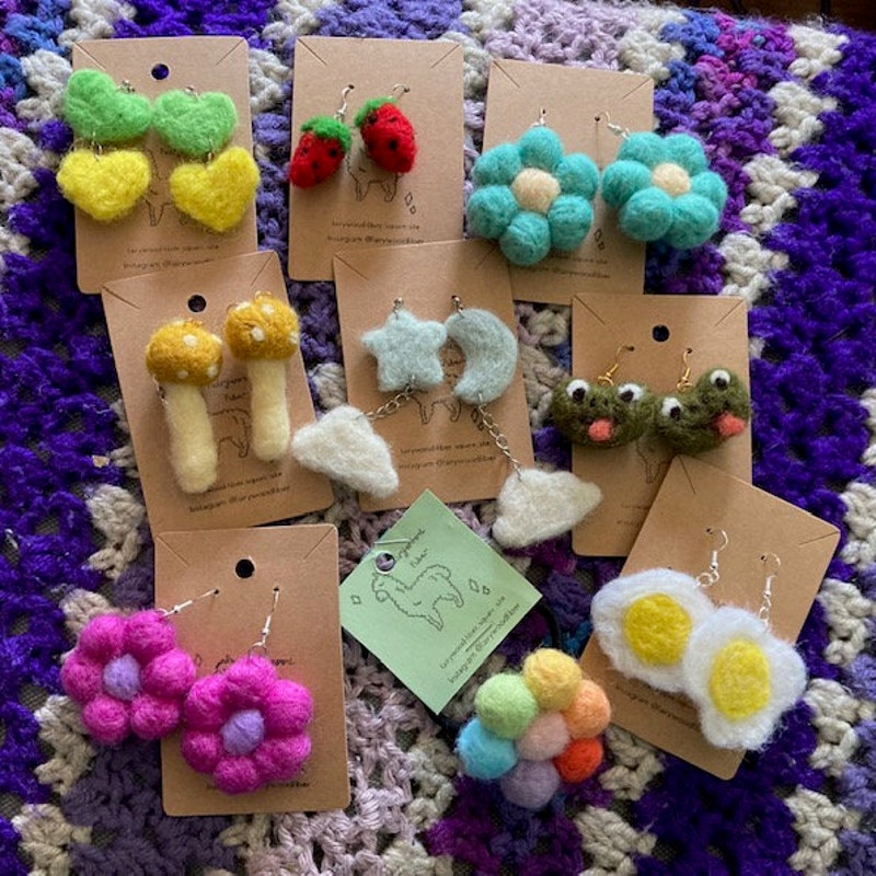 Wool Earrings - Etsy