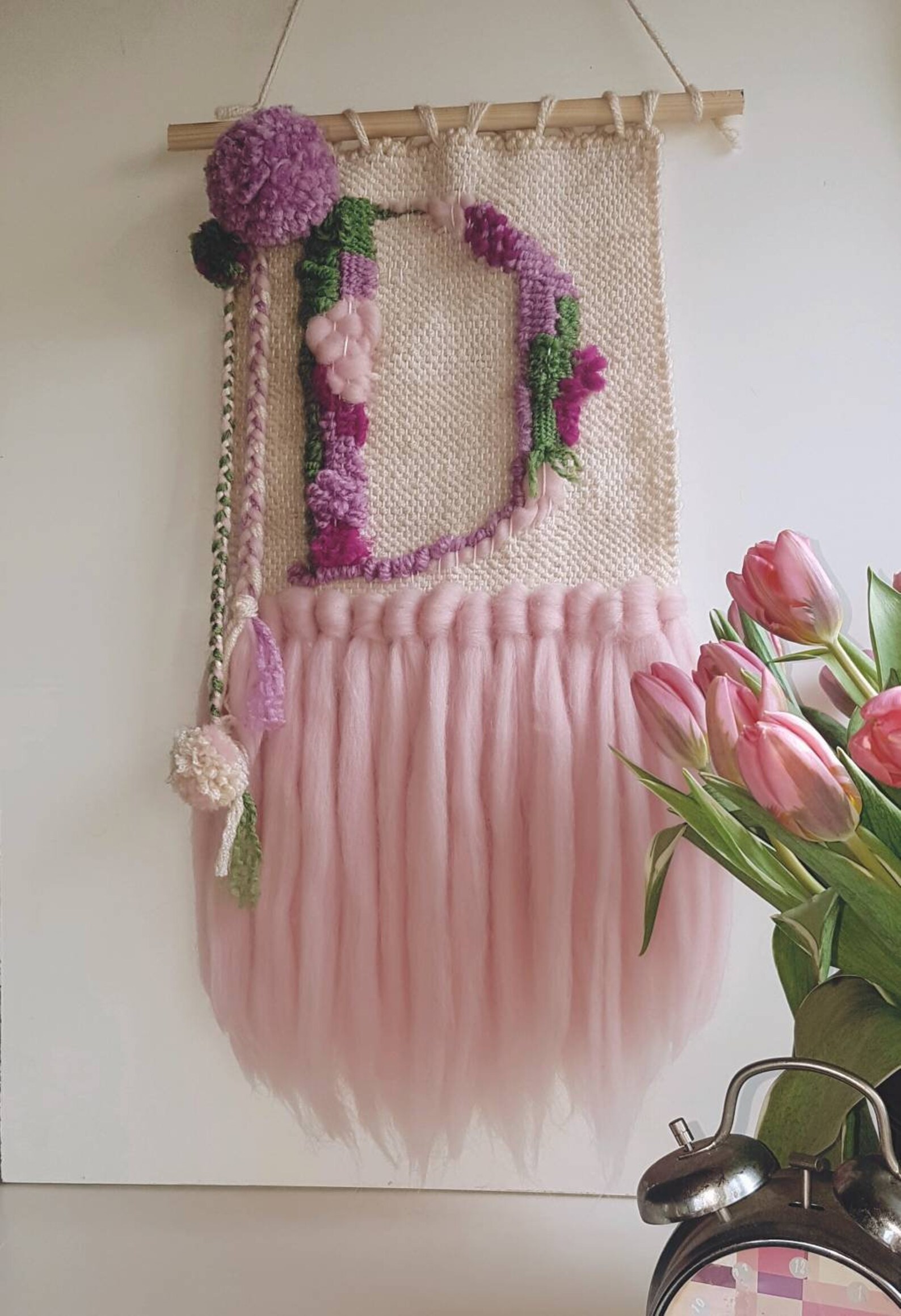 Woven tapestry with initials Woven hanging with letter | Etsy