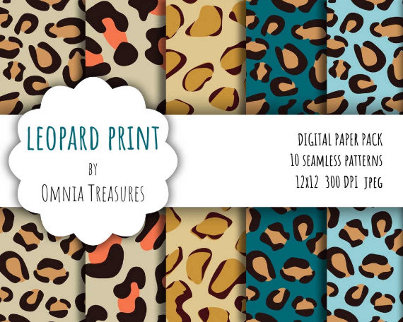 Leopard Print Digital Paper, Animal Print Seamless Patterns, Digital ...