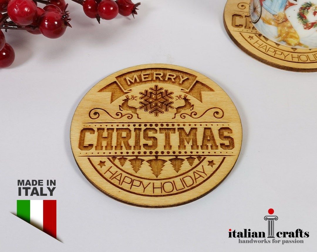 2 Christmas Wooden Coaster, Wood Coasters Personalized, Custom Coasters ...