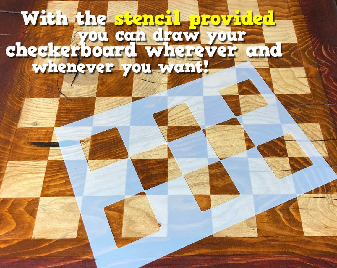 Custom Checkerboard Stencil & Wood Pieces: DIY Checkers Game Set - Etsy